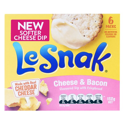 Le Snak Crackers N Dip Cheese & Bacon 132g (22g x 6pk) Prices - FoodMe