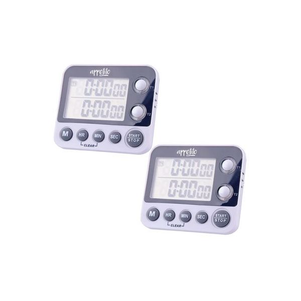 2x Appetito Dual Timer Electronic Digital Kitchen Timer/Magnetic/Self ...