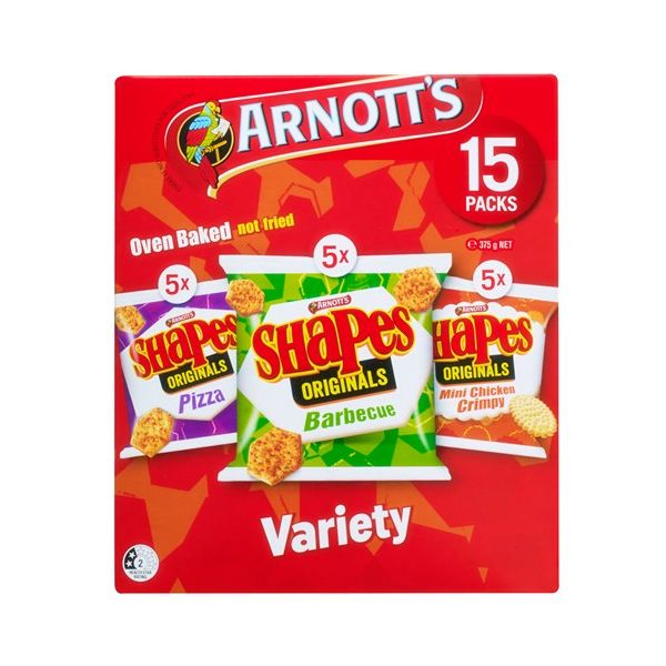Arnott's Shapes Sensations Crackers Multipack Variety 375g (15pk ... Arnott's Shapes Sensations Crackers Multipack Variety 375g (15pk ...