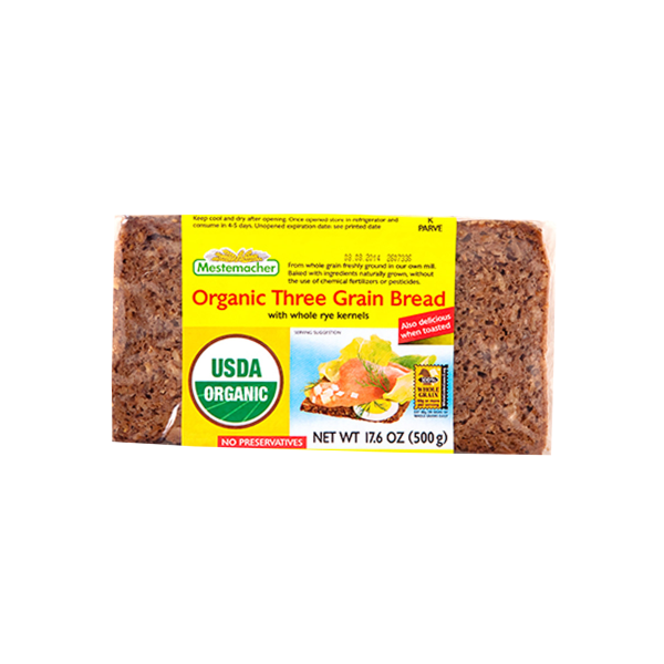 Mestemacher Organic Three Grain Bread 1ea Prices - FoodMe