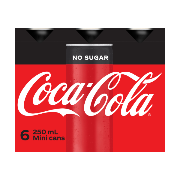 Coca-Cola No Sugar Soft Drink Mini Cans 6pk Prices - FoodMe