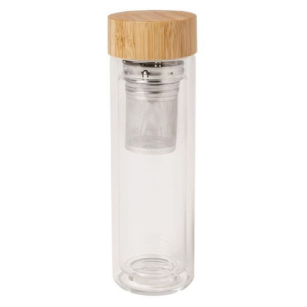 Living & Co Glass Travel Flask with Infuser & Bamboo Lid 500ml NZ ...